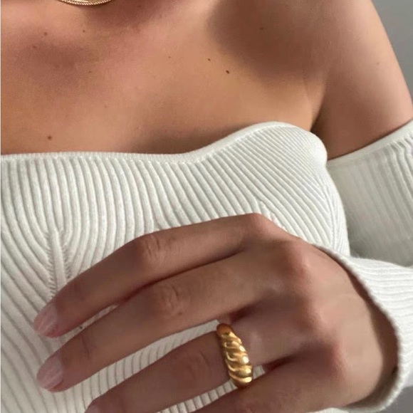 LACCstudios | Jewelry | Gold Croissant Ring Gold Twisted Dome Ring Stacking Ring Gold Ring For ...